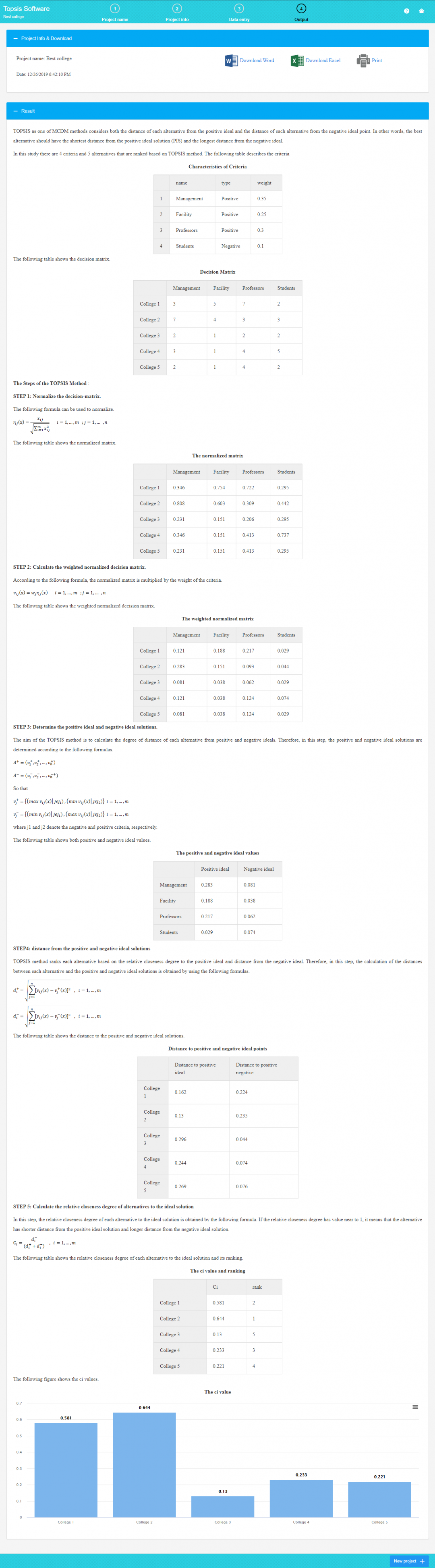 topsis Software Steps - OnlineOutput.com