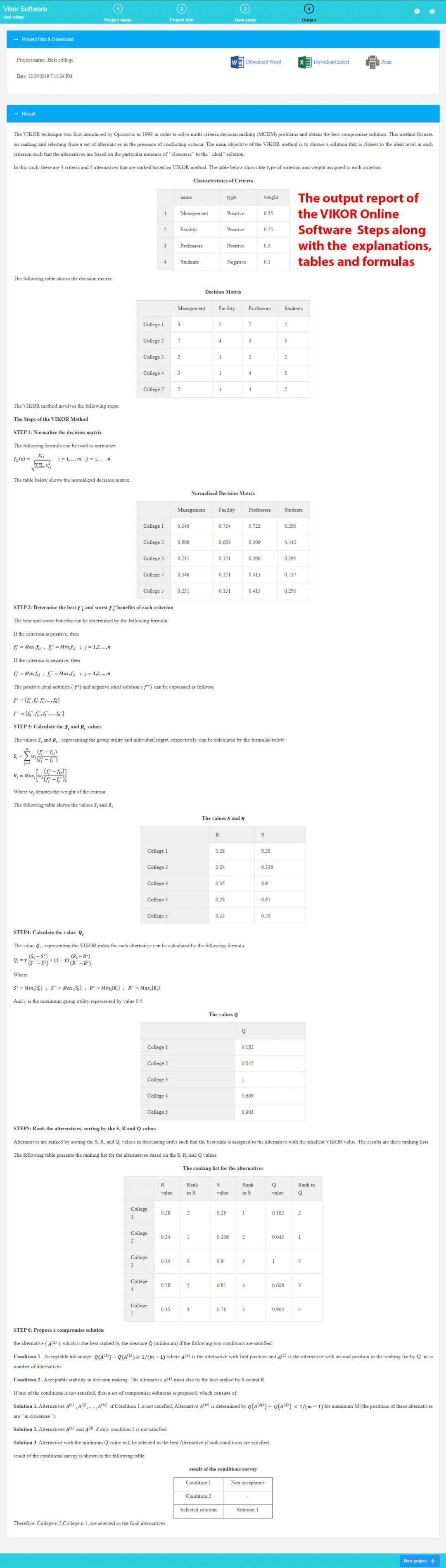 vikor help - OnlineOutput.com